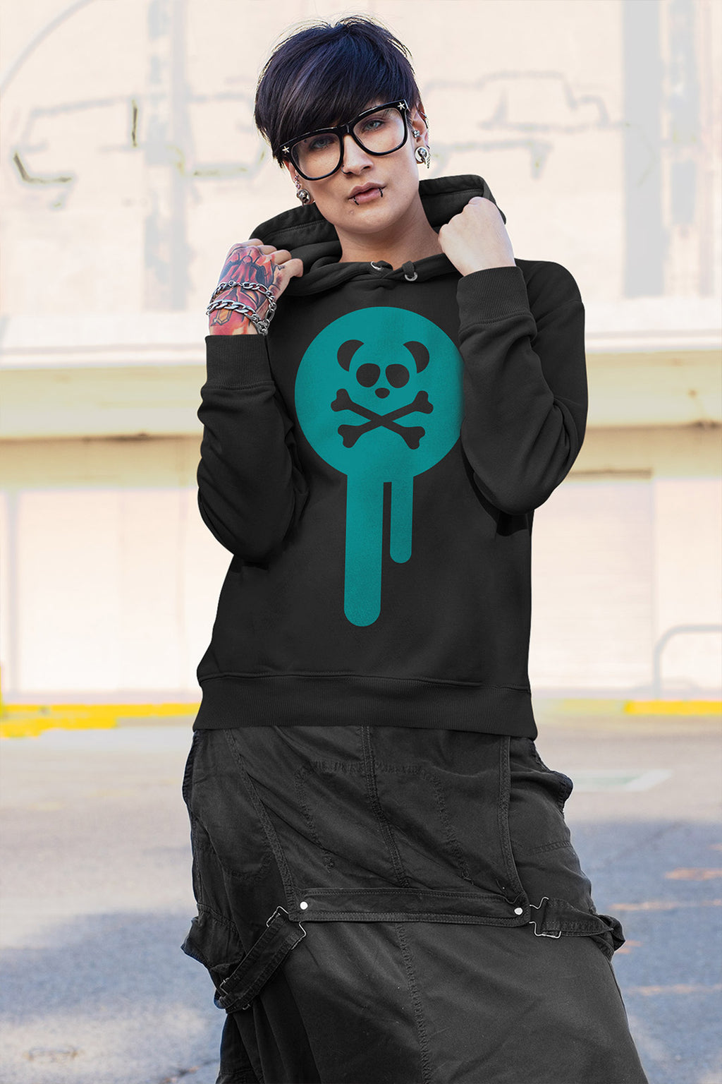 Unisex Turquoise Emblem Drip Premium Hoodie – Toxic Pandas